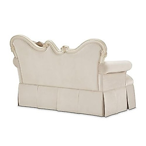 Michael Amini Lavelle Classic Pearl Traditional Velvet Settee in Ivory