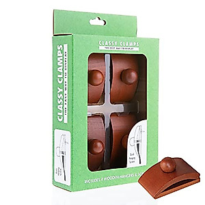 Classy Clamps Wooden Quilt Wall Hangers – 4 Large Clips (Dark) and Screws for Wall Hangings - Tapestry Hangers/Quilt Hangers for Wall hangings - Quilt Clips/Wall Clips for Hanging/Quilt Rack