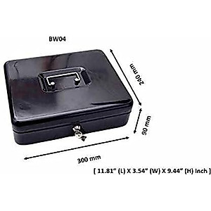 SentrySafe Cash Box with Money Tray and Key Lock, Locking Steel Cash Box, 0.21 Cubic Feet, 3.7 x 11.8 x 9.3 Inches, CB-12