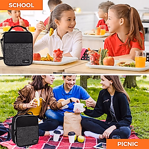 OPUX Premium Insulated Lunch Box, Soft School Lunch Bag for Kids Boys Girls, Leakproof Small Lunch Pail Men Women Work, Reusable Compact Cooler Tote Lunchbox for Office Adult, Heather Charcoal