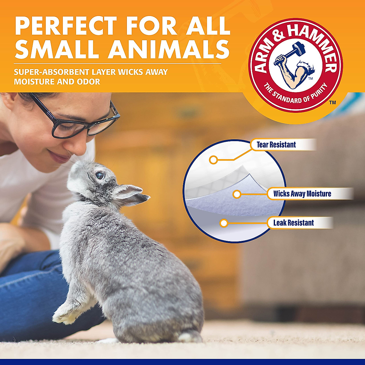 Arm & Hammer for Pets Super Absorbent Cage Liners for Guinea Pigs, Hamsters, Rabbits & All Small Animals Best Cage Liners for Small Animals (Pack of 3, 21 Count Toal)