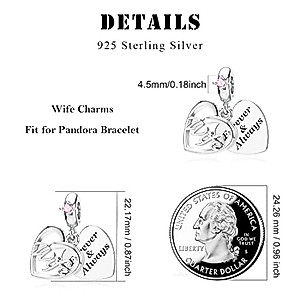 DALARAN Wife Charms Fit Pandora Charms Bracelet Forever Love Heart Charm Wife Sterling Silver Dangle Charm