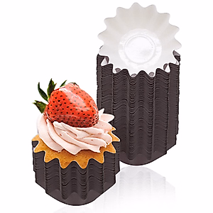 100 PCS Baking Cups Cupcake Liner Flared Brioche Standard Muffin Wrappers Greaseproof Coated Paper Cup for Wedding Birthday Holiday Party or Baby Shower (Brown)