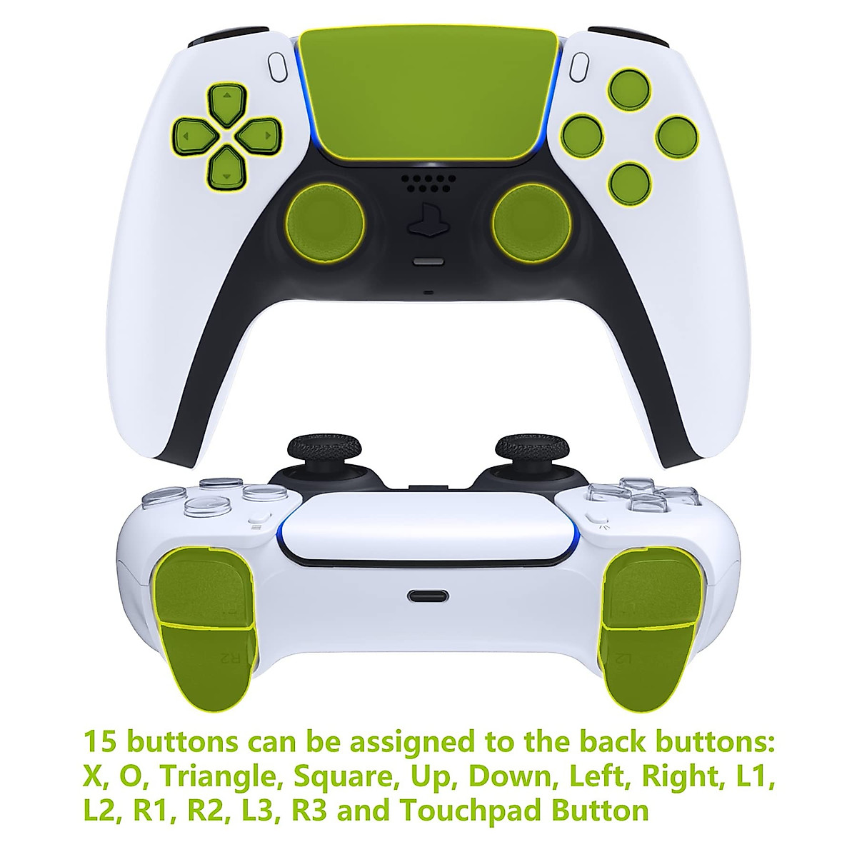 eXtremeRate White Back Paddles Programable RISE Remap Kit for PS5 Controller BDM-030 040, Upgrade Board & Redesigned Back Shell & Back Buttons Attachment for PS5 Controller - Controller NOT Included