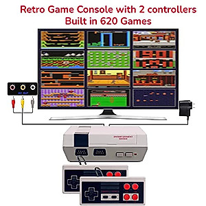 Retro Game Console,Classic Game System Built in 620 Games and 2 Classic Controllers,AV Output Plug and Play Video Games
