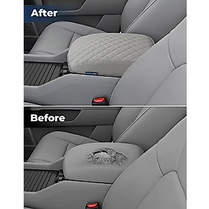 ISSYAUTO Center Console Cover Compatible with 2009-2015 Pilot, Leather Armrest lid Cover Arm Rest Covering for Car, Well-Make Durable Middle Console Cover Armrest Box Protective Cover, Gray