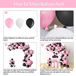 HYOWCHI Panda Party Supplies - 133 Pcs Panda Birthday Party Decorations Balloon Garland Arch, Black White Pink Theme Panda Party Decorations Balloon Arch For 1st 2nd 3rd 4th Birthday & Baby Shower