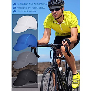 4 Pieces Summer Unisex Cycling Cap Breathable Bicycle Caps Sweat-Absorbing Biking Caps for Women Men Running Outdoor Sports (White, Grey, Black, Blue)