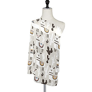 Stretchy Baby Car Seat Covers for Boys Girls Llama Cactus Infant Car Canopy Nursing Cover Breastfeeding Scarf