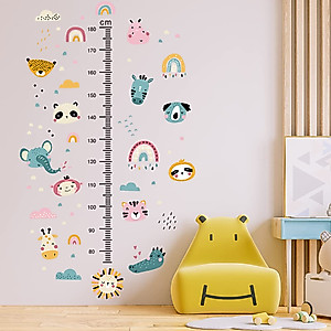 DRWSSR Kids Measuring Height Wall Decals Cute Cartoon Animal Stickers DIY Removable Peel and Stick Kids Room Wall Decoration for Boys and Girls Bedroom nursey Classroom playroom Wall Decal
