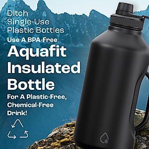 AQUAFIT Insulated Water Bottle 64 oz with Handle - Straw and Chug Lid - Stainless Steel Water Bottles - 64 oz Water Bottle - 64oz Insulated Water Bottle with Straw (64 Ounces, Nightfall Blue)