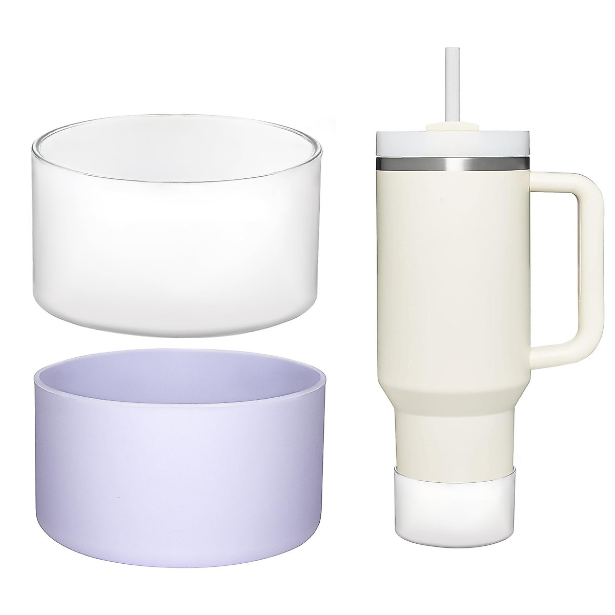 HEYSKAY 2pcs Protective Flask Silicone Boot Cover Base for 20-40oz Stanley Tumbler, 12-24oz Hydro Flask Water Bottle. Compatible with All Water Bottles with Bottom Width of 2.85in