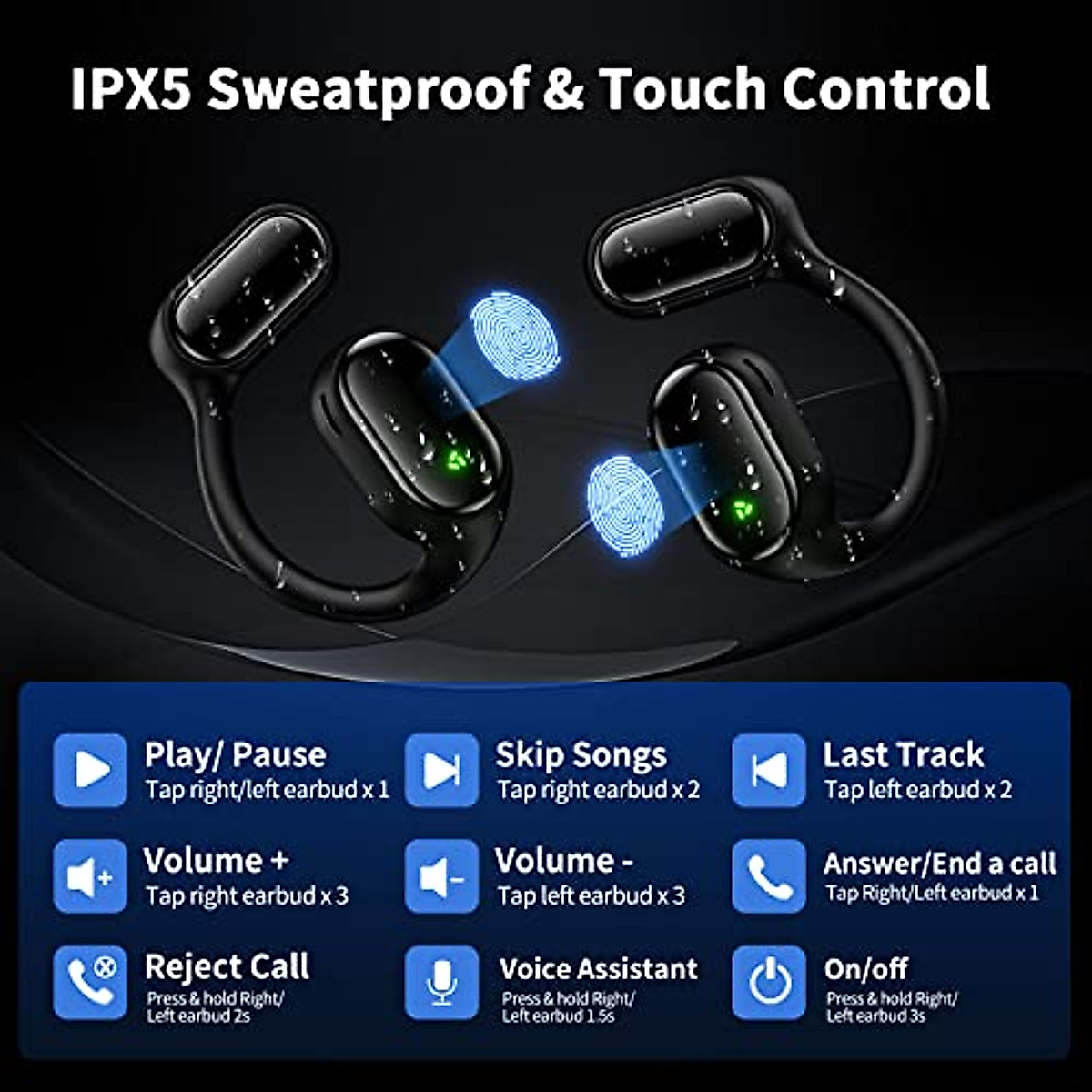 Open Ear Wireless Earbuds for iPhone 14 Pro Max 13 COOYA Bluetooth 5.3 Headphones with Dual 16mm Dynamic Drivers 32H Playtime IPX5 Waterproof Sport Headsets for Samsung Galaxy S22 Ultra Flip 4 Pixel 7
