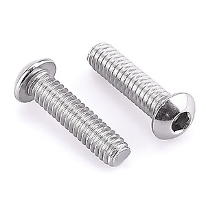 1/4-20 x 1 Button Head Socket Cap Bolts Screws, 304 Stainless Steel 18-8, Allen Hex Drive, Bright Finish, Fully Machine Thread, Pack of 100