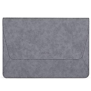 MOSISO Laptop Sleeve Compatible with MacBook Air/Pro, 13-13.3 inch Notebook,Compatible with MacBook Pro 14 inch 2023-2021 M2 A2779 A2442 M1, PU Leather Ultra Slim Flap Style Protective Case,Space Gray