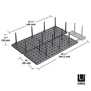 Umbra Peggy Kitchen Cupboard, Shelf and Drawer Organizer Tray - Adjustable Storage System For Food Containers, Cookware, Serveware, Utensils and More (Set of 2)