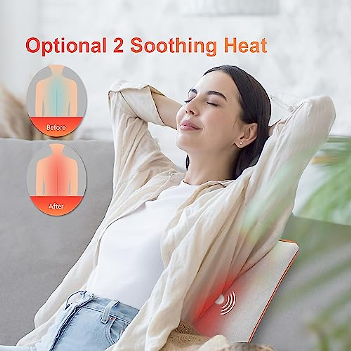 COMFIER Vibration Massage Seat Cushion with Heat,Portable Vibrating Massage Pillow, Back Neck Massager,Gift for Men&Women,4 Vibrating Motors and 2 Heat Levels, Massage Chair Pad for Home Office use