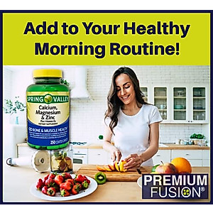 Calcium Magnesium & Zinc Plus - Vitamin D3 Coated Caplets | 250 Caplets | Spring Valley - Healthy Bones, Teeth, Nerve, Muscle, Heart & Immune Function + Vitamin Pouch and Guide to Supplements