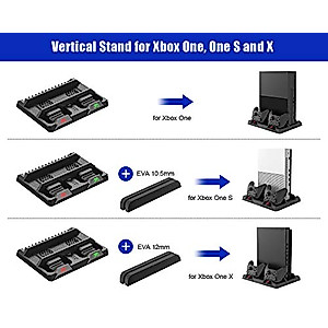 ElecGear Xbox One Vertical Charging Stand with Cooling Fan, 2X 1200mAh Rechargeable Battery Pack for Controller, Games Storage Bracket, Dual Charger Dock for Xbox One, One S, One X and Elite