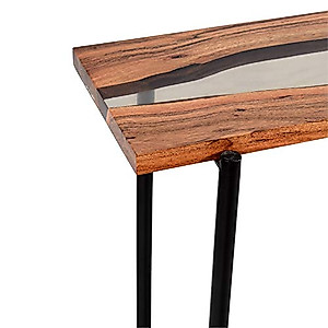 Alaterre Furniture Rivers Edge 36" Acacia Wood and Acrylic Narrow Console Table