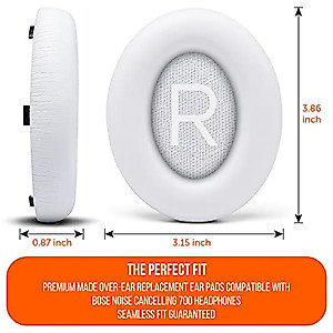 WC Wicked Cushions Upgraded Replacement Ear Pads for Bose 700 Noise Cancelling Headphones (NC700) - Softer PU Leather, Luxurious Memory Foam, Added Thickness, Extra Durable Ear Cushions | (White)