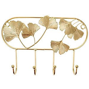 Homoyoyo Metal Wall Hook Ginkgo Leaf Decorative Vintage Coat Hooks Entryway Key Hook for Coat Hat Towel Rack Purse Key Bag Bathroom Bedroom Entryway Decor