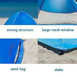 iCorer Automatic Pop Up Instant Portable Outdoors Quick Cabana Beach Tent Sun Shelter, Blue