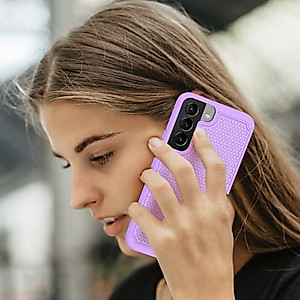 BNIUT for Samsung Galaxy S22 5G Case: Dual Layer Protective Heavy Duty Cell Phone Cover Shockproof Rugged with Non Slip Textured Back - Military Protection Bumper Tough - 6.1inch (Girly Purple)