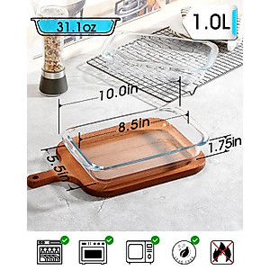 Mini-1 Quart Glass Baking Dish for Oven, 2 Pcs Single Serving Glass Pan for Cooking Oblong Casserole Dish Rectangular Baking Pan Glass Bakeware