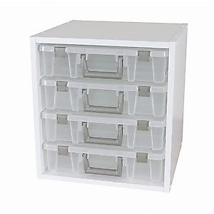 ArtBin 6855SC Super Satchel Cube - 15.5 x 16.75 x 15.625 in. Arts and Crafts Supply Storage with Pre-Drilled Holes, 6 Rail Set, Customizable, White