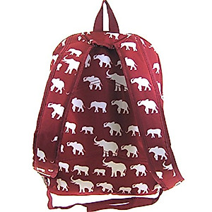 Elephant Print Full Sized Backpack (Burgundy Red)