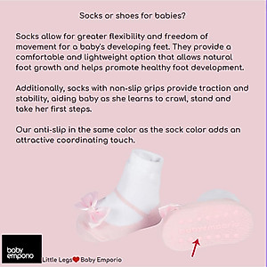 Baby Girl Socks with Mary Jane or Sneaker Shoe Look - Non-slip Gripper Soles - 3 or 6 Pairs - Soft Cotton