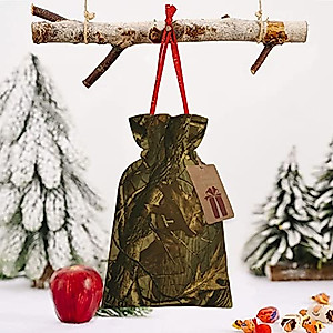 Drawstrings Christmas Gift Bags Outdoor-Hunting-Nature-Print Presents Wrapping Bags Xmas Gift Wrapping Sacks Pouches Medium