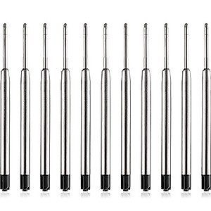 Tatuo 30 Pack Replaceable Ballpoint Pen Refills Metal Refill Smooth Writing Ball Point Pen Refills (Black)