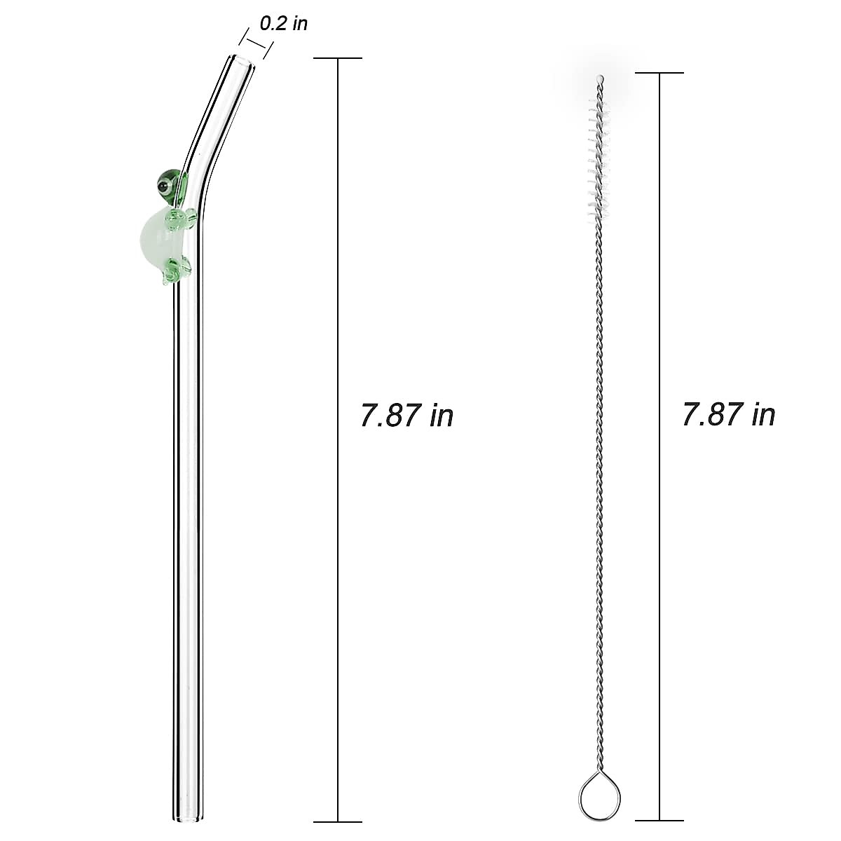 Wirhlly 6PCS Reusable Glass Straw Design Glass Straw,Colorful Straws Cocktails Bar Accessories Cleaning Brush Bent Drinking Straws for Hot and Cold Drinks (Tortoise)