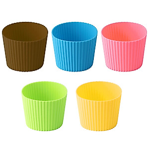 5pcs Assorted Colors Heat-resistant Silicone Nonslip Coffee Cup Sleeve,Resistant Reusable Glass Bottle Mug Cup Sleeve Protector Cover