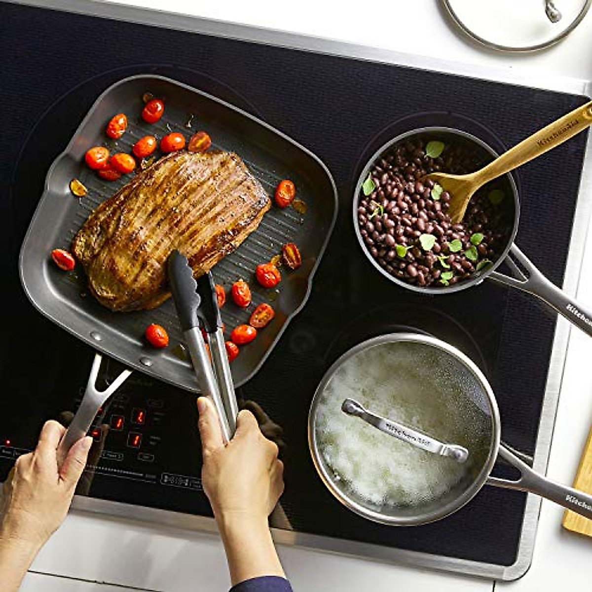 KitchenAid Hard Anodized Induction Nonstick Cookware Pots and Pans Set, 10 Piece, Matte Black