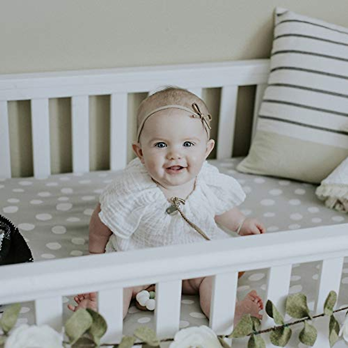 Crib Sheet Set | Toddler Sheet Set 2 Pack 100% Jersey Cotton Grey and White Abstract Stripes and Dots by Ely's & Co