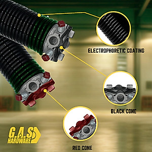 Garage Door Torsion Springs (243 x 1.75 x 35) | 1" Steel Bearing + Winding Bars | Left and Right Hand Wound Replacement (Pair)