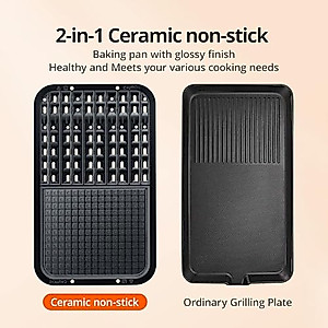 Indoor Grill, Smokeless Indoor Electric Grill & Griddle with Turbo Smoke Extractor Technology, Non-stick Cooking Surfaces, Tempered Glass Lid, 1500W Quick Heating, Great for Party