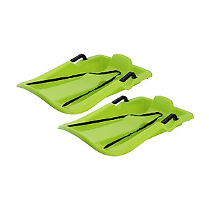 Superio Downhill Snow Sled with Brake Handles for Kids, 35” Toboggan Plastic Sleigh with Pull Rope, Green. (2)