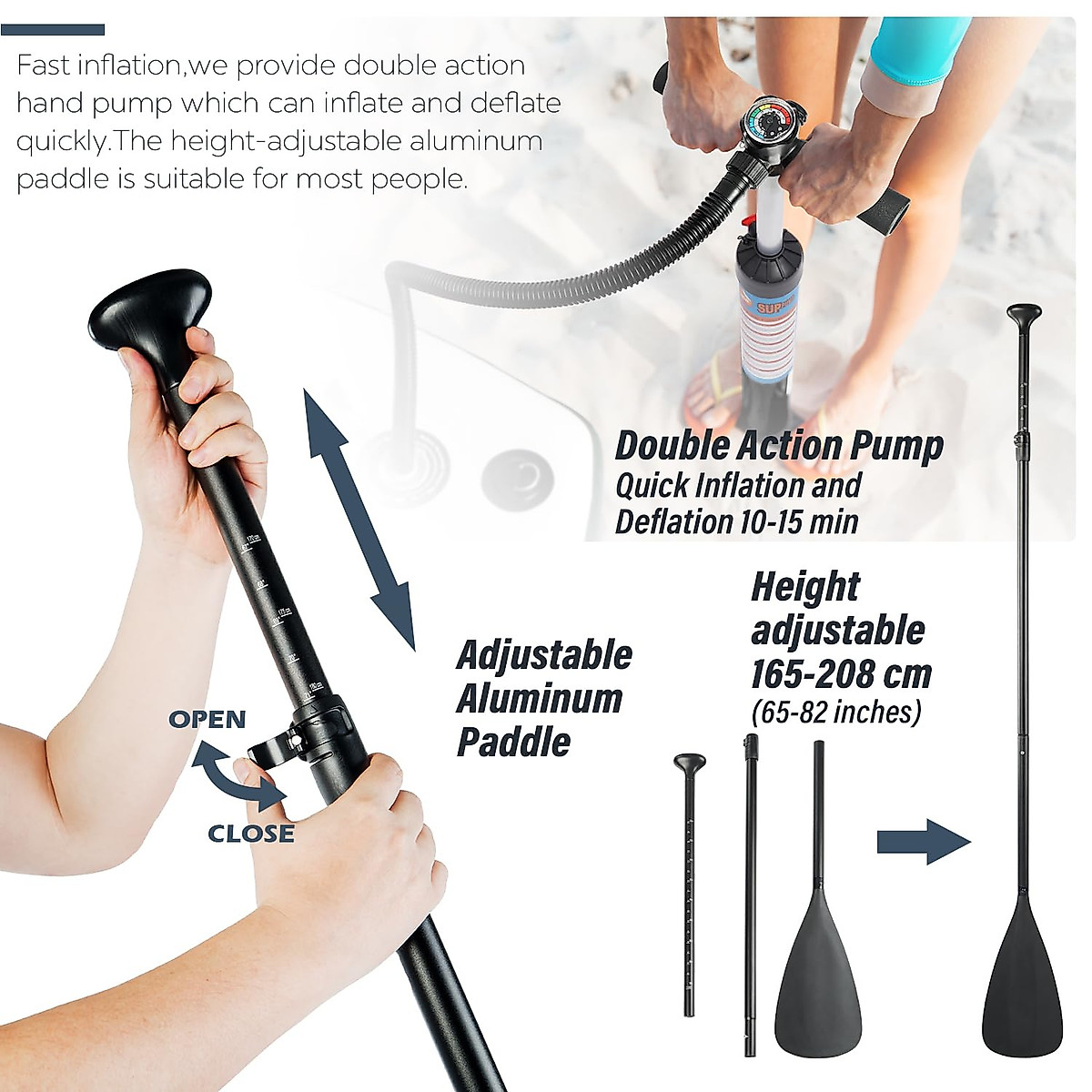 ADVENOR Paddle Board 11'x33 x6 Extra Wide Inflatable Stand Up Paddle Board with Hand Pump,Leash, Adjustable SUP Paddle/Kayak Paddle,Kayak Seat, 2 Fishing Mounts for Family and Fishing