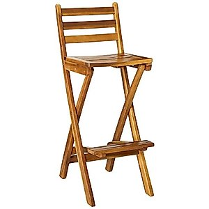 Christopher Knight Home Atlantic Outdoor Foldable Wood Barstool, 31", Natural Wood