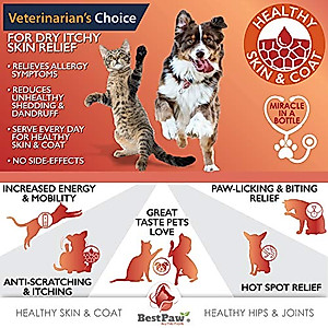 Pure Wild Alaskan Salmon Oil for Dogs & Cats Skin and Coat - Fish Oil Liquid with Pump - Supports Joint Function, Immune & Heart Health - Omega 3 Liquid Food Supplement - All Natural EPA + DHA - 32oz