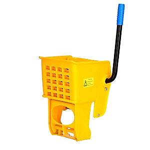 Alpine Industries Mop Bucket & Side Wringer Combo - Heavy Duty & Commercial Janitorial Cart w/Spring Wringer on Wheels for Home & Industrial Cleaning - Commercial Mop Bucket for Business, Yellow