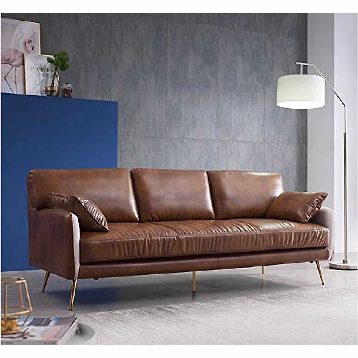 Wento Thick 1 Yard Faux Leather Fabric Soft Skin Grain PU Leather Fabric for Furniture Cover Reupholster Sofa Chairs Cushiones Vinyl Upholstery Fabric (1yard,Brown)