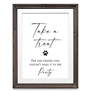 Take a Treat Doggie Bag Sign, Dog Wedding Decoration, Pet Favor Cat, Treat Reception Gift for Guests, Thank You Bridal Shower Supplies, Fur Our Friends Who Couldn't Come to The Pawty