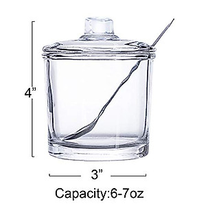 123Arts Glass Sugar Bowl Spice Jar with Lid and Stainless Steel Spoon Spoon