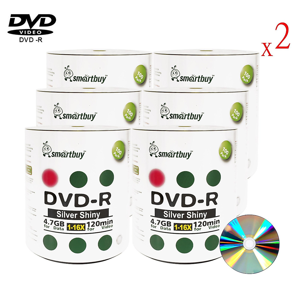 Smartbuy 1200-disc 4.7gb/120min 16x DVD-R Shiny Silver Blank Data Recordable Media Disc