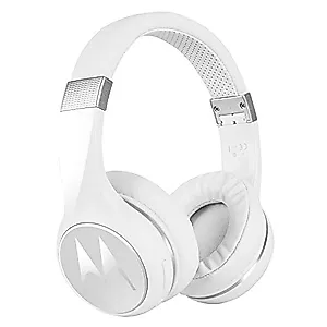 Motorola Escape 220 Passive Noise Canceling Headphones | Bluetooth Headphones with Microphone | Wireless Headphones with 24 Hour Battery Life | Voice Assistant Compatible Headphones (White)